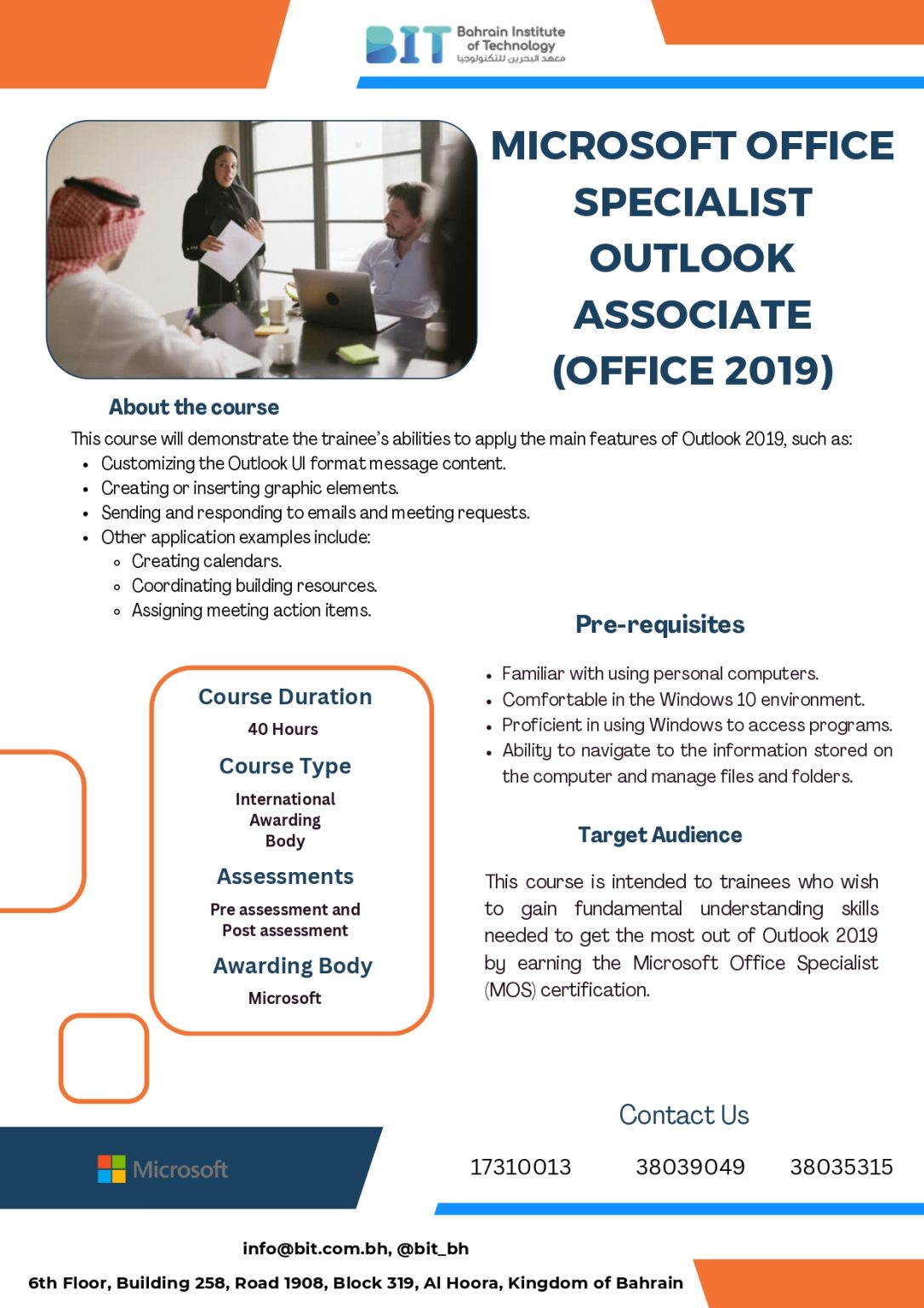 Microsoft Office Specialist Outlook Associate – BIT Bahrain Institute ...